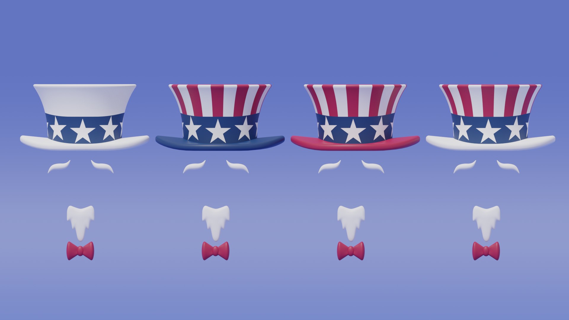 USA Uncle Sam Top Hat 3D Model - TurboSquid 2391490