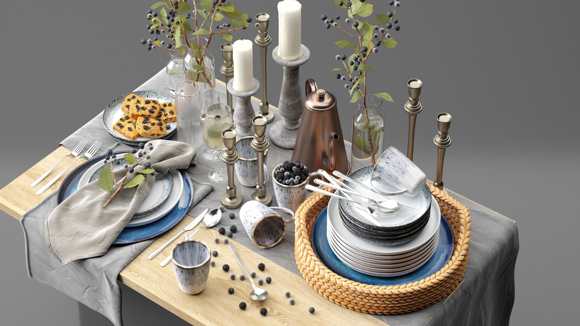 3D Model Breakfast Table Set 18 - TurboSquid 2300462