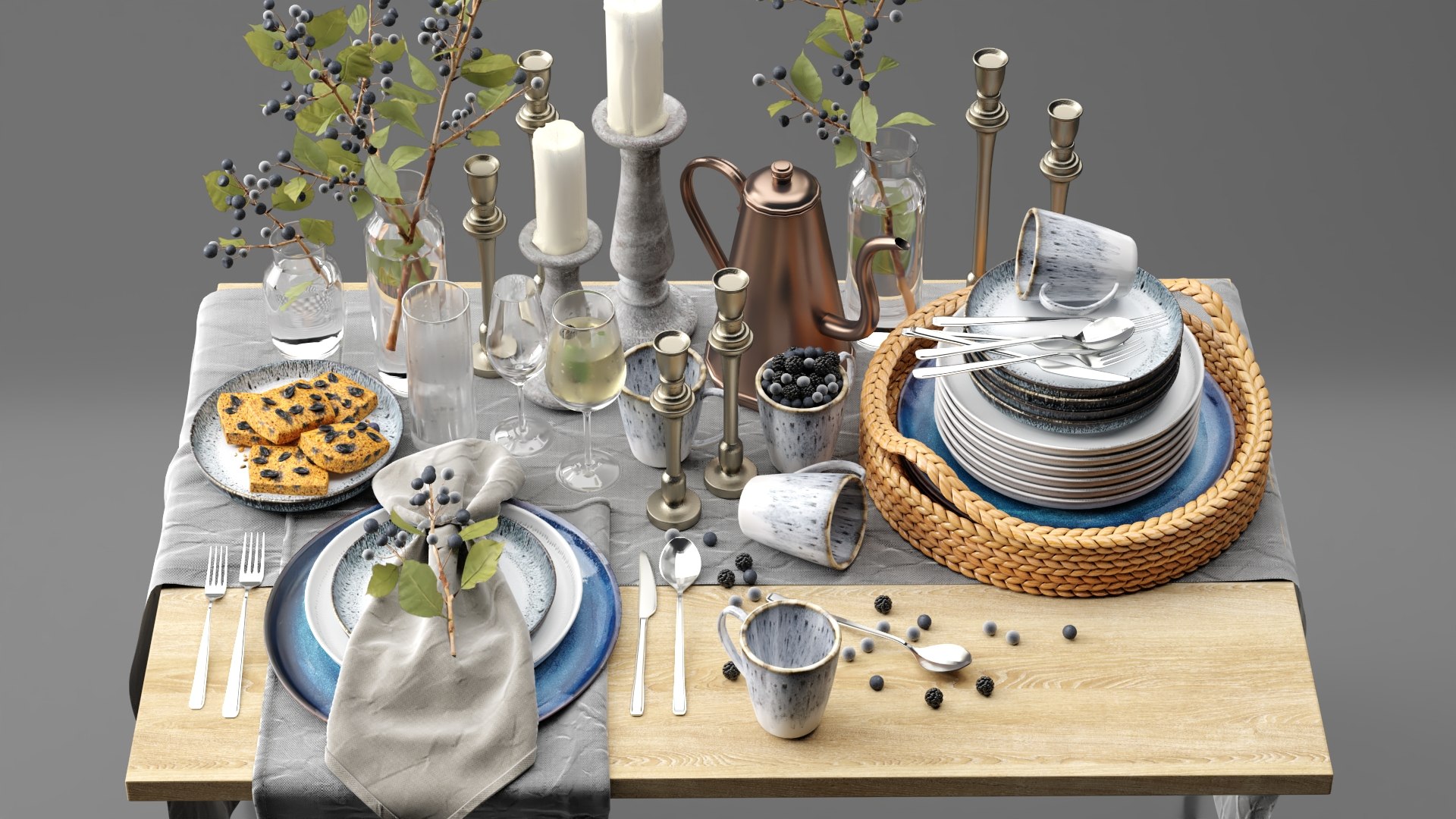 3D Model Breakfast Table Set 18 - TurboSquid 2300462