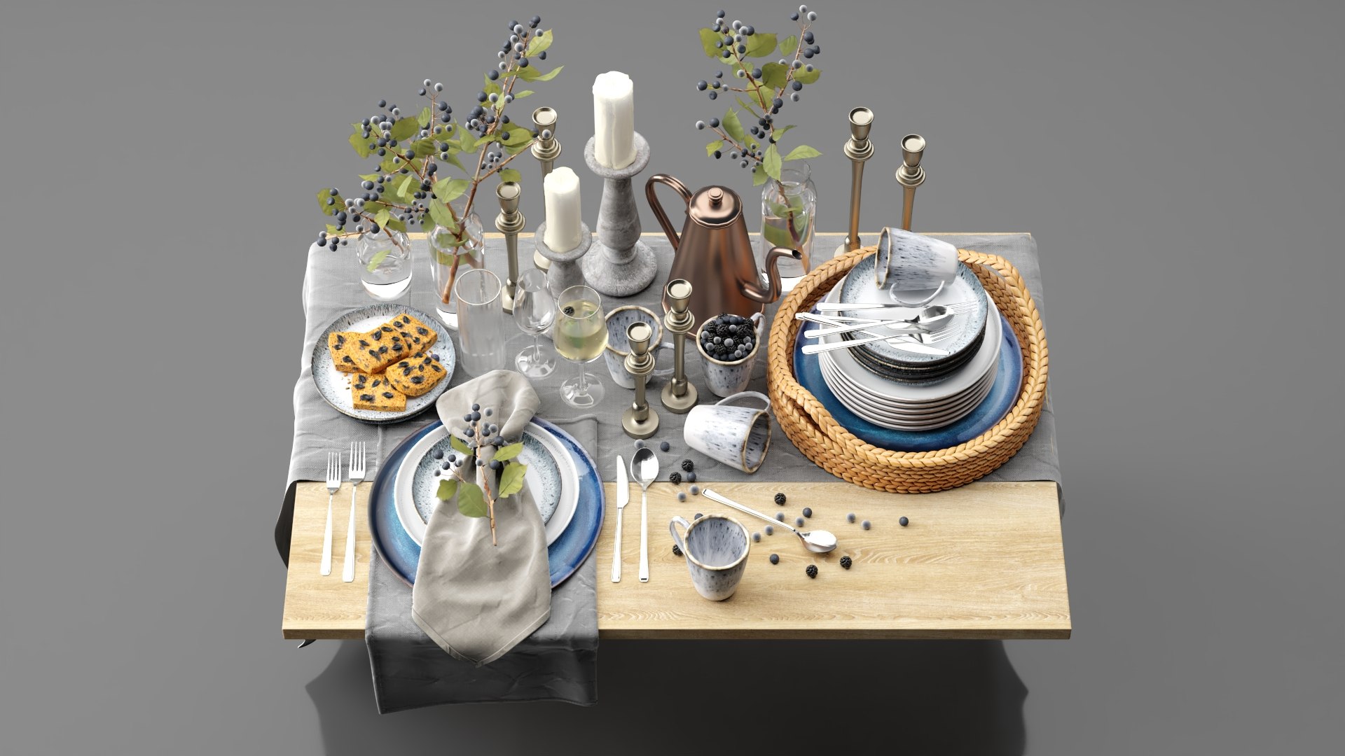 3D Model Breakfast Table Set 18 - TurboSquid 2300462