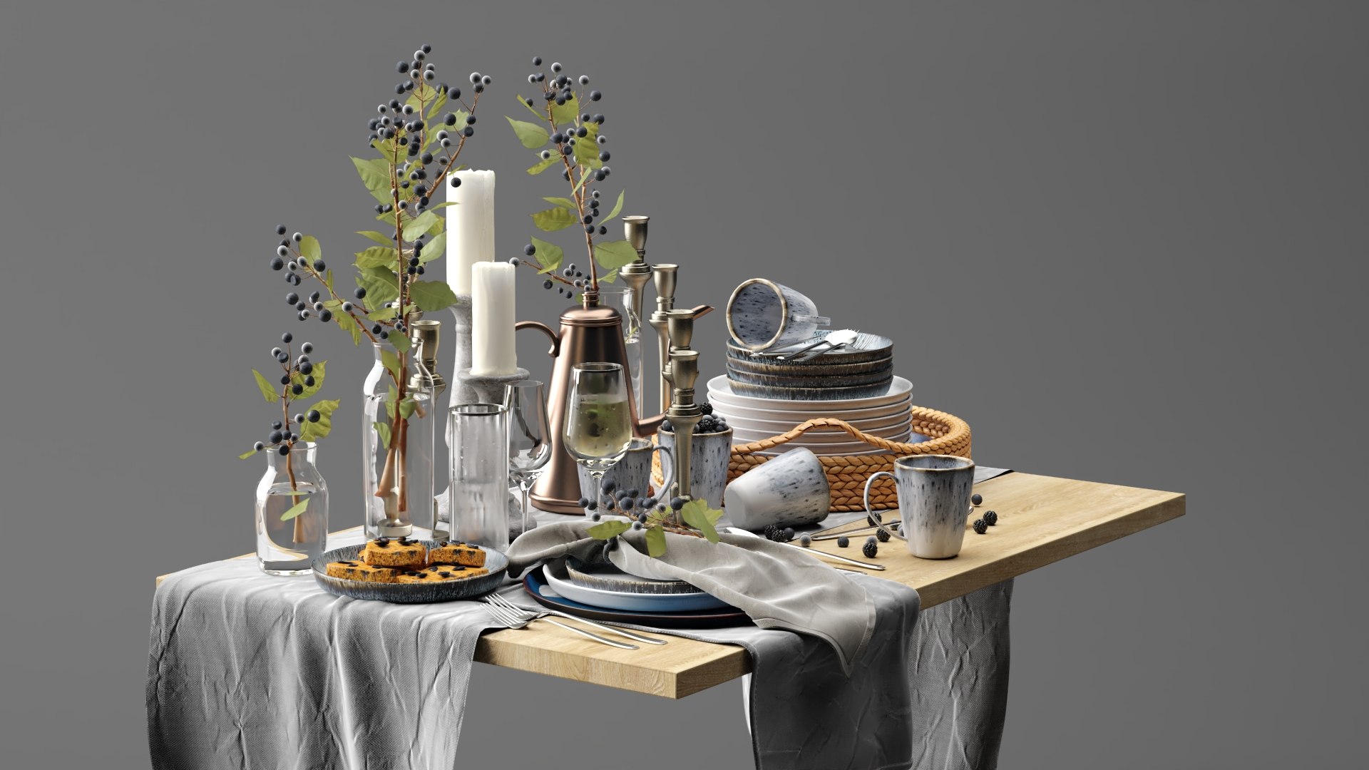 3D Model Breakfast Table Set 18 - TurboSquid 2300462