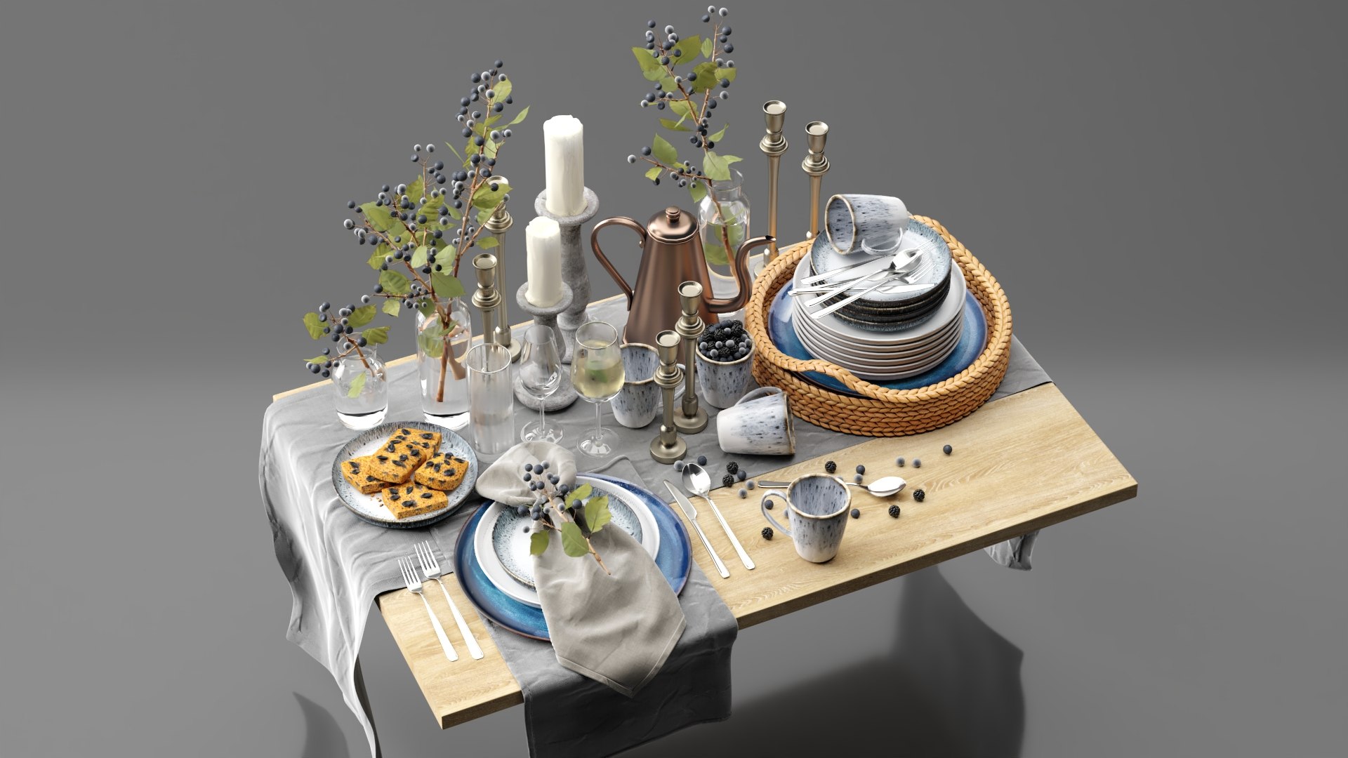 3D Model Breakfast Table Set 18 - TurboSquid 2300462