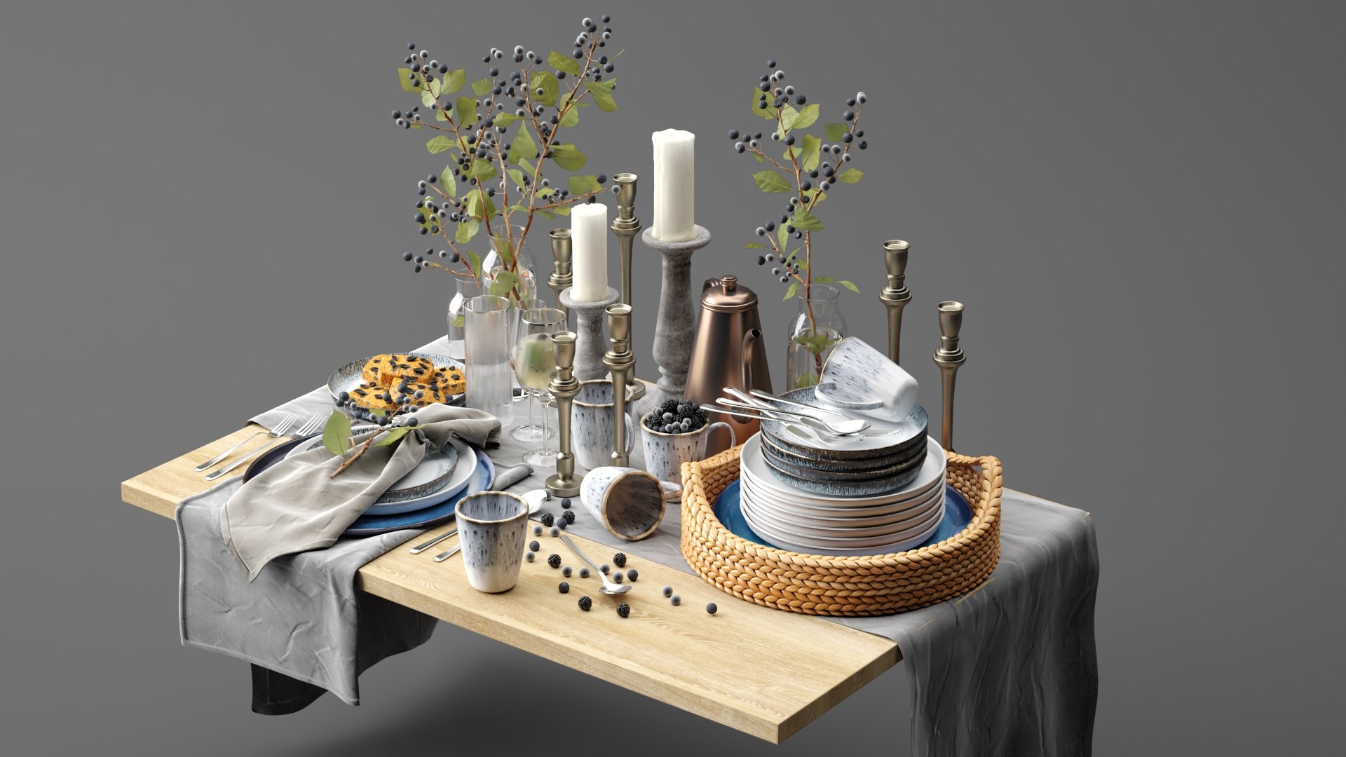 3D Model Breakfast Table Set 18 - TurboSquid 2300462