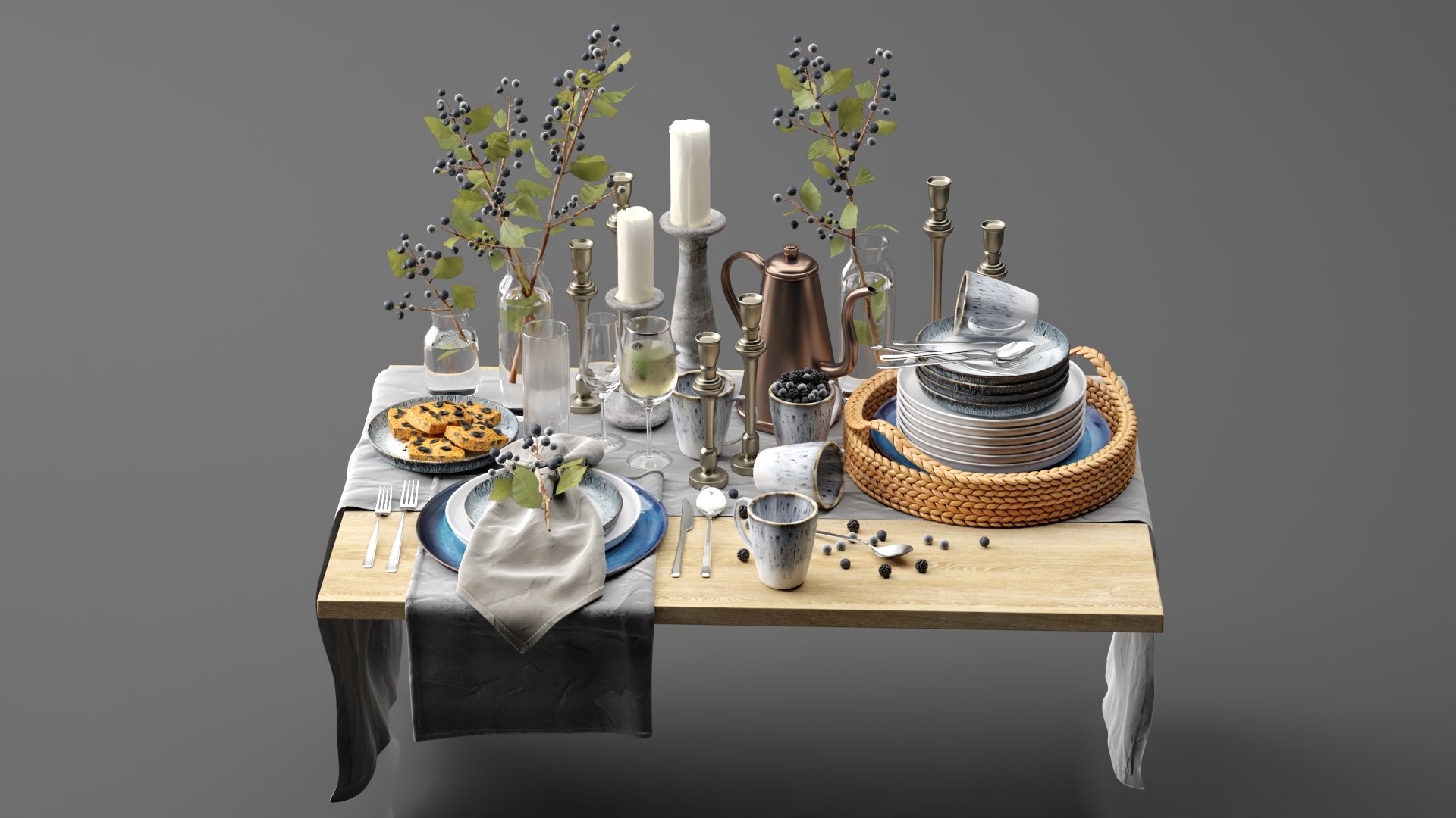 3D Model Breakfast Table Set 18 - TurboSquid 2300462