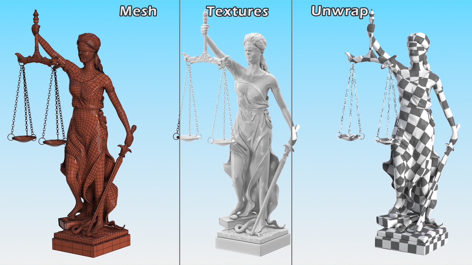 3D Statue Justice Themis Made of Stone model - TurboSquid 1974437