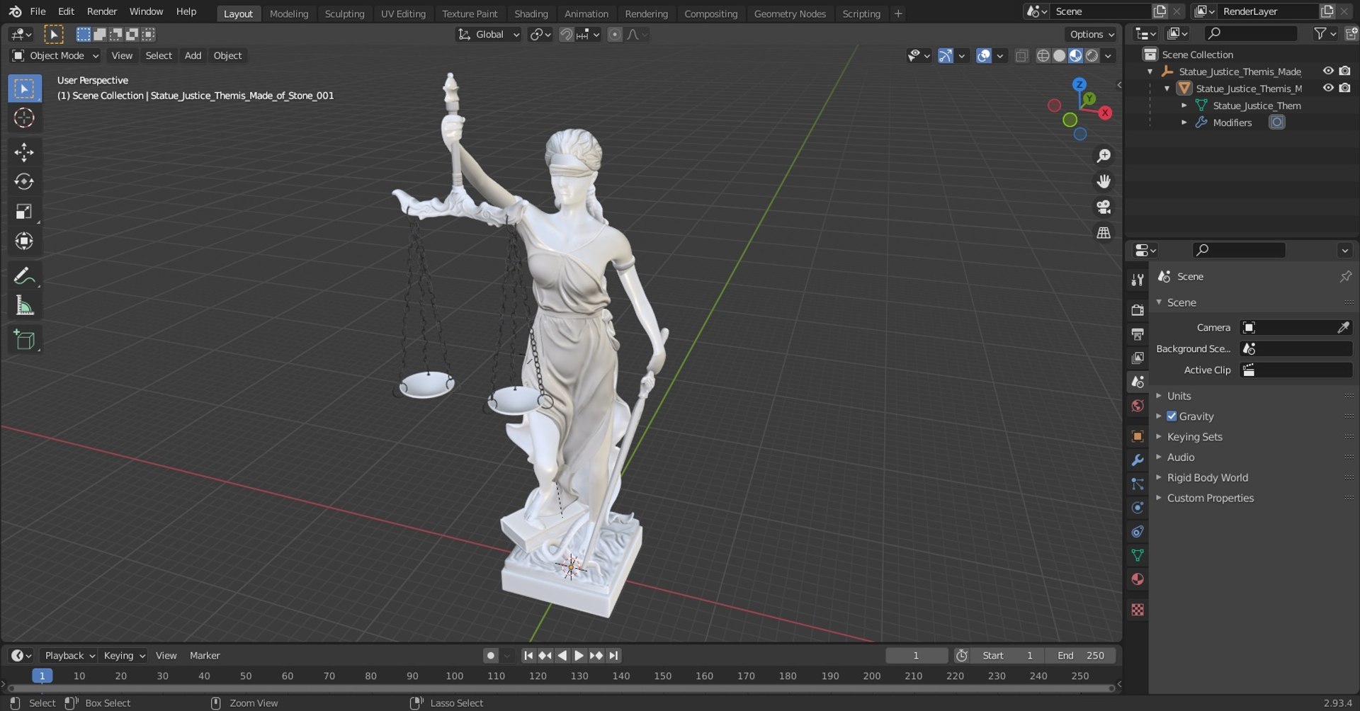 3D Statue Justice Themis Made of Stone model - TurboSquid 1974437
