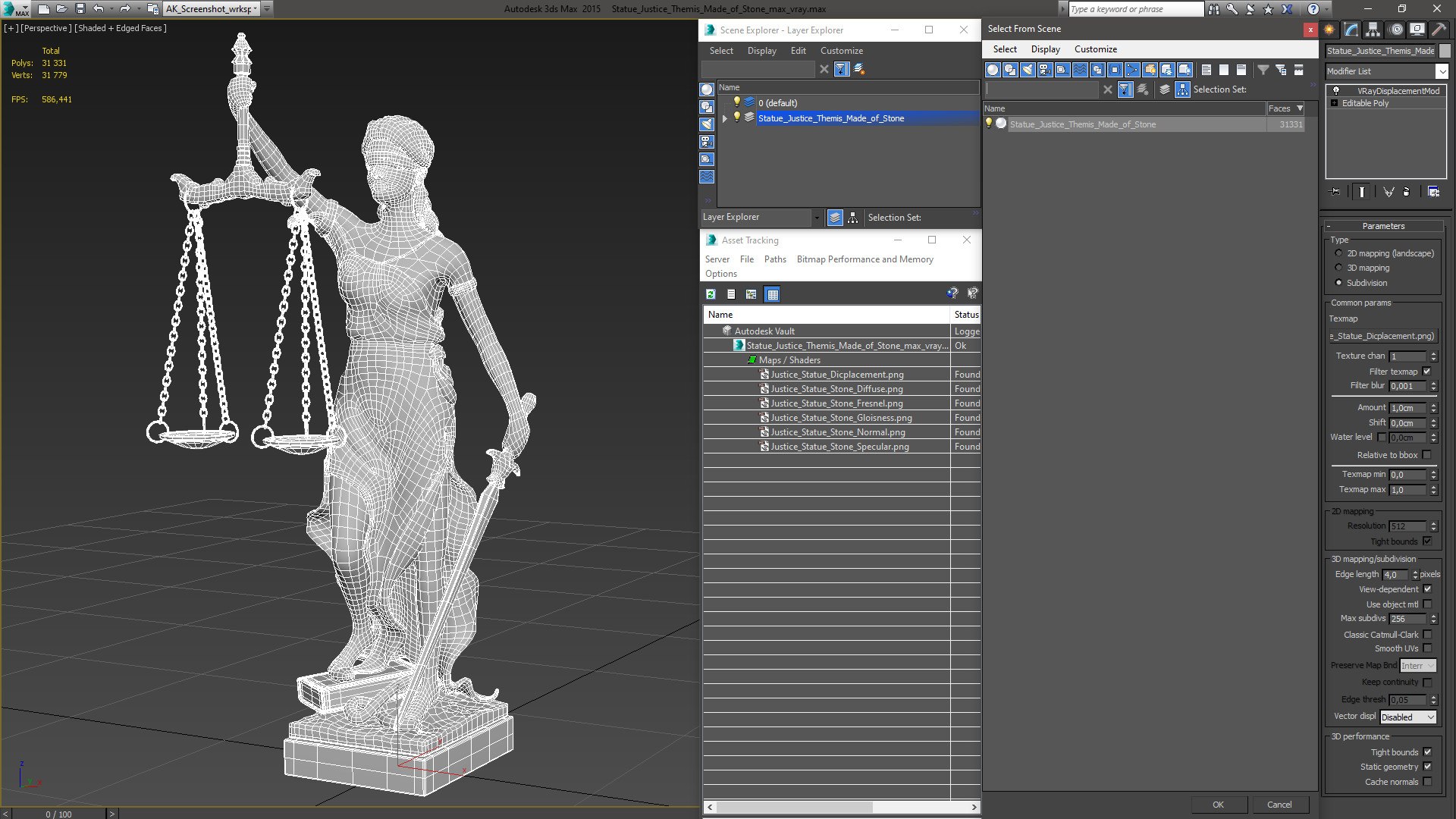 3D Statue Justice Themis Made of Stone model - TurboSquid 1974437