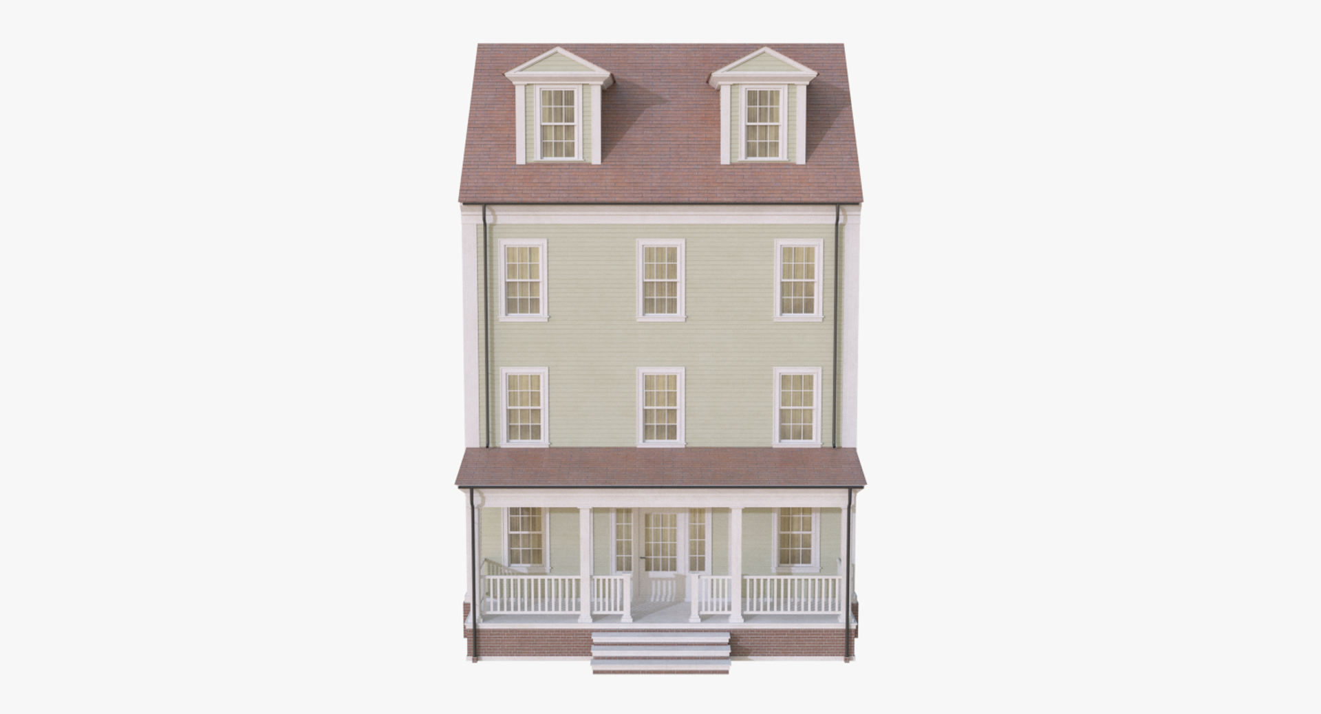 3D Colonial Townhouse 1 Model - TurboSquid 1194563