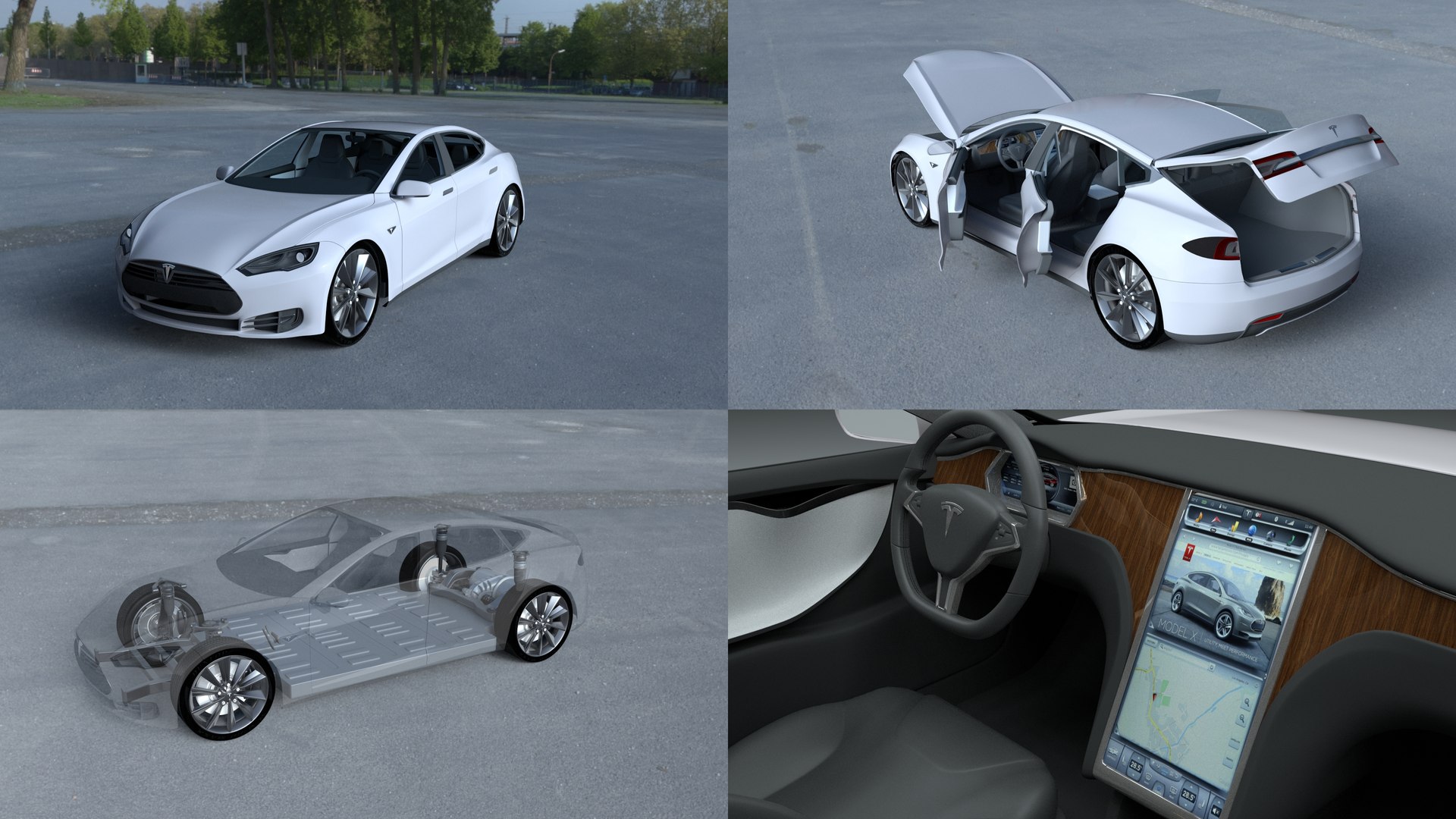 tesla s interior modeled 3d model