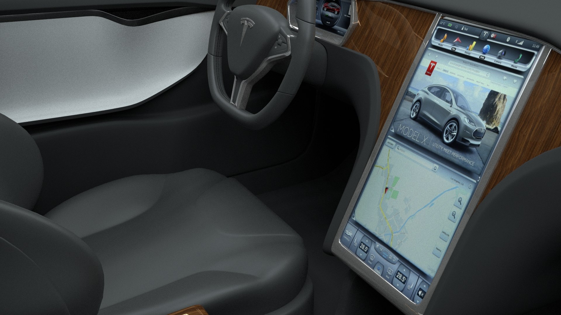 tesla s interior modeled 3d model