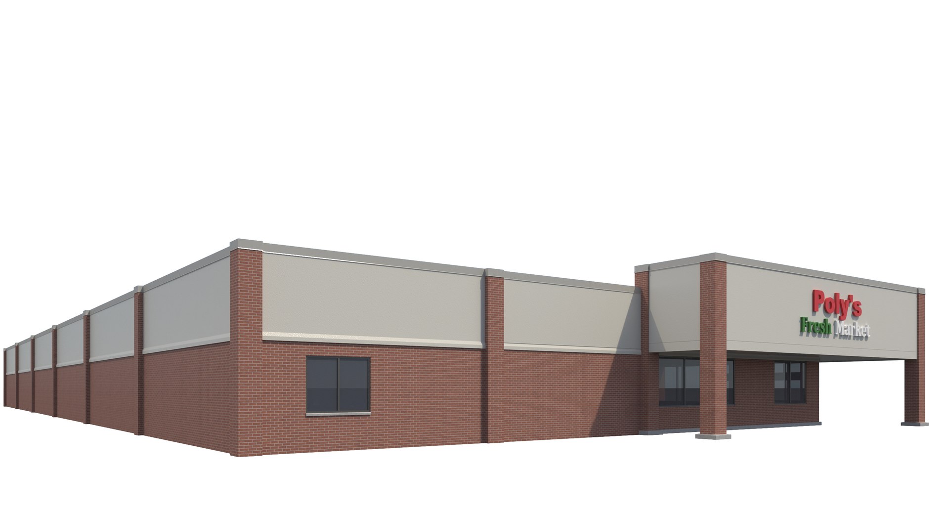 Exterior retail grocery store 3D model - TurboSquid 1252066