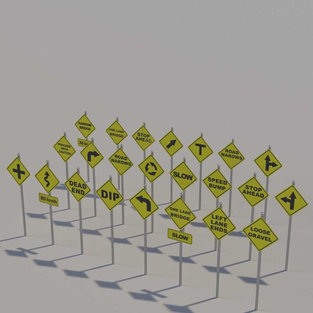 3D Street Sign Yellow - TurboSquid 1301708