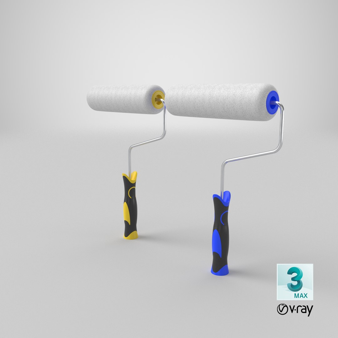 Two Paint Rollers Blue And Yellow 3D Model - TurboSquid 1877884
