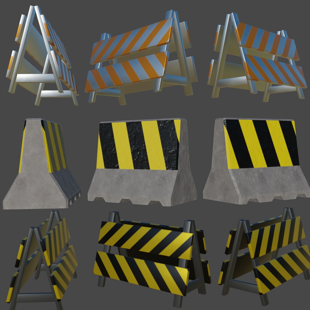 3D Low Poly Barrier Pack - TurboSquid 2201110