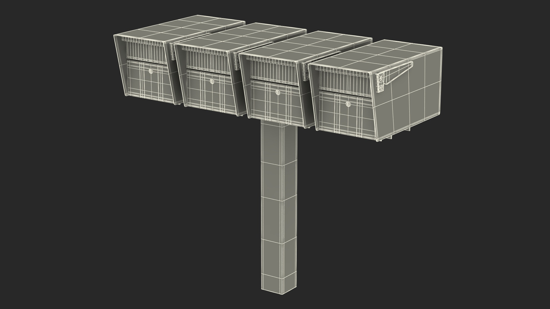 3D Four Doors Mailbox Cluster - TurboSquid 2015865