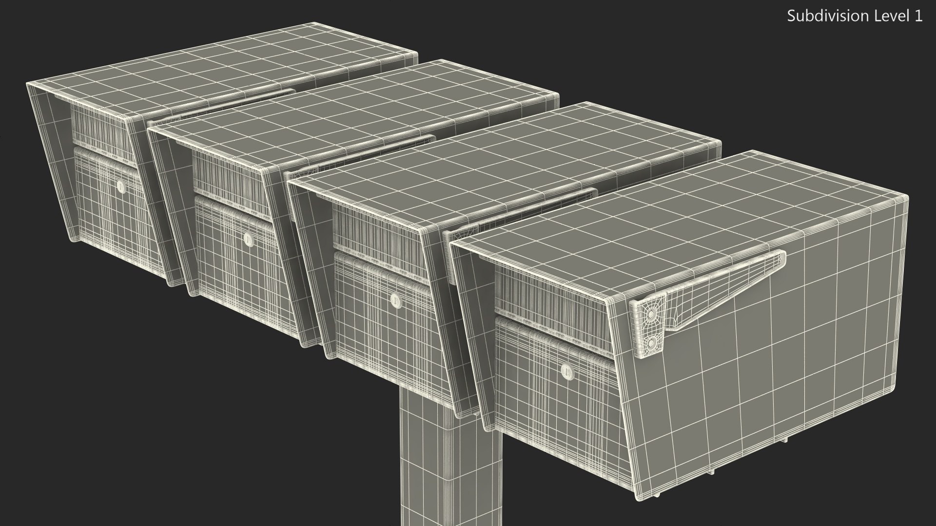 3D Four Doors Mailbox Cluster - TurboSquid 2015865