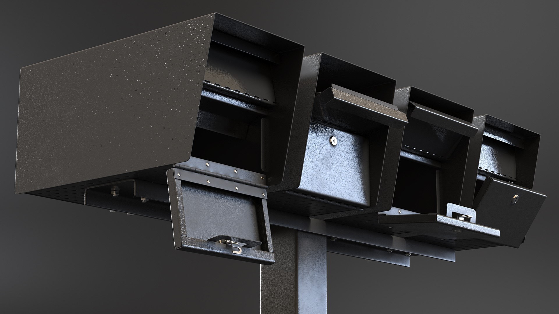 3D Four Doors Mailbox Cluster - TurboSquid 2015865
