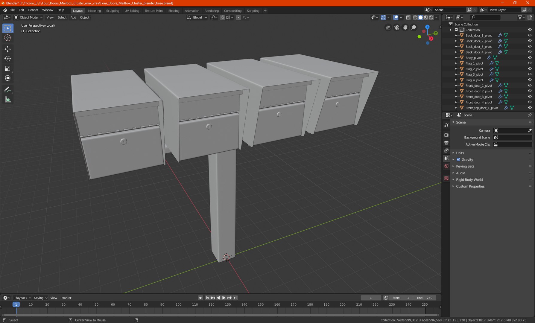 3D Four Doors Mailbox Cluster - TurboSquid 2015865