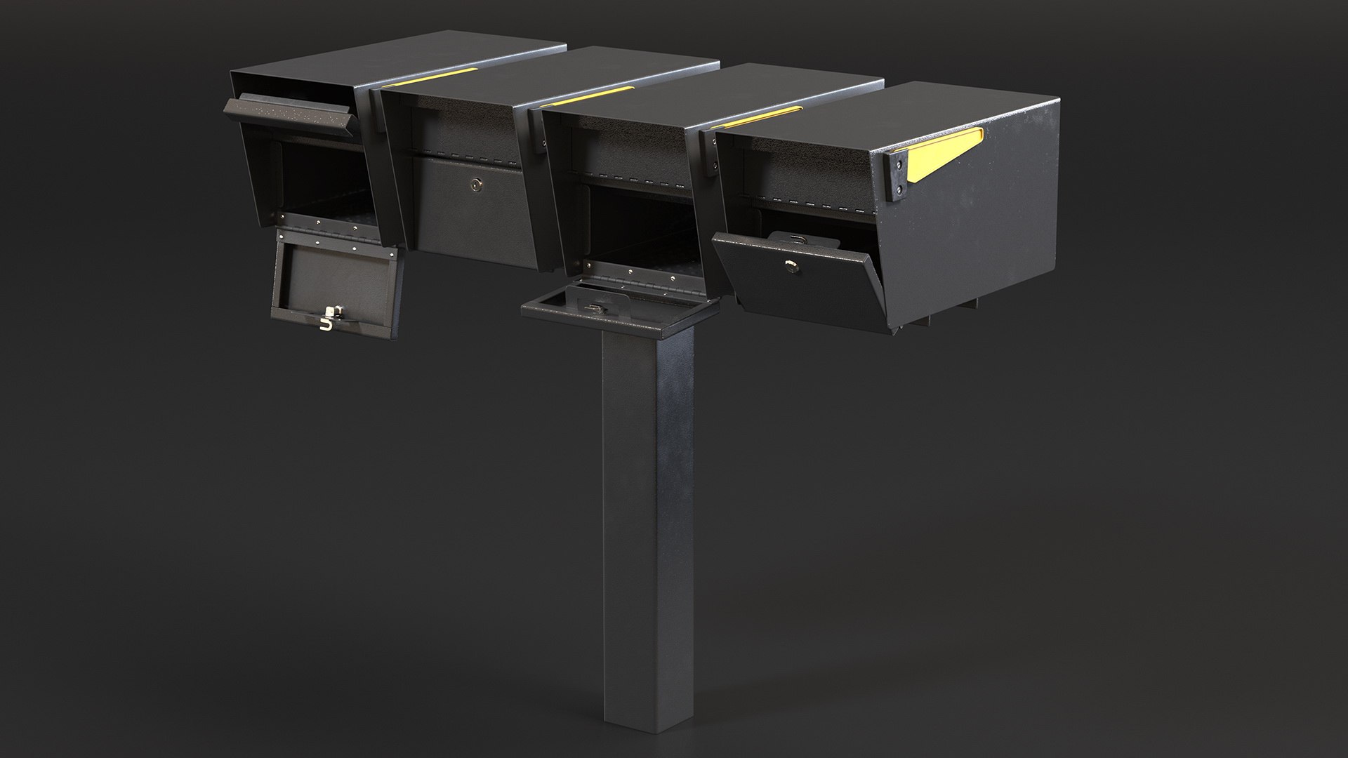 3D Four Doors Mailbox Cluster - TurboSquid 2015865