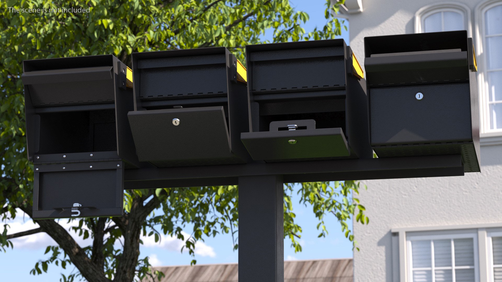 3D Four Doors Mailbox Cluster - TurboSquid 2015865
