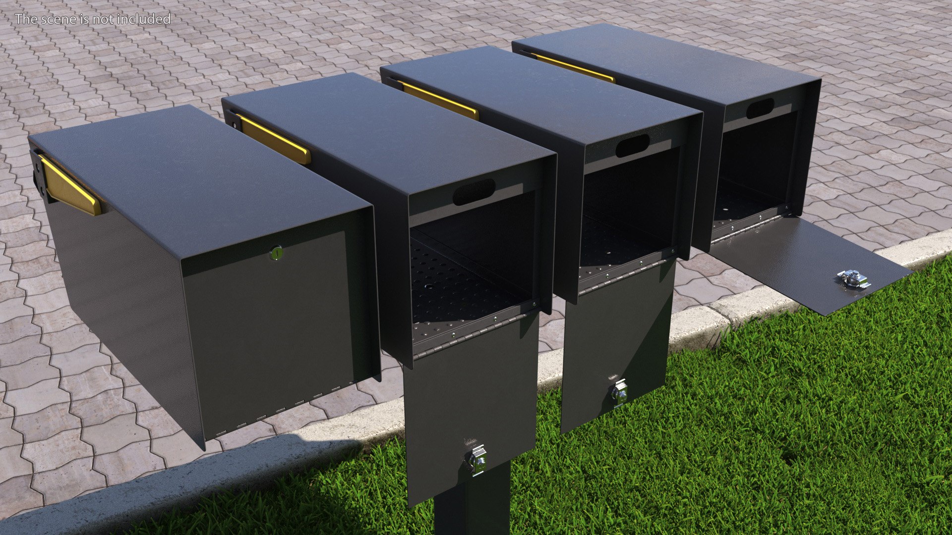 3D Four Doors Mailbox Cluster - TurboSquid 2015865