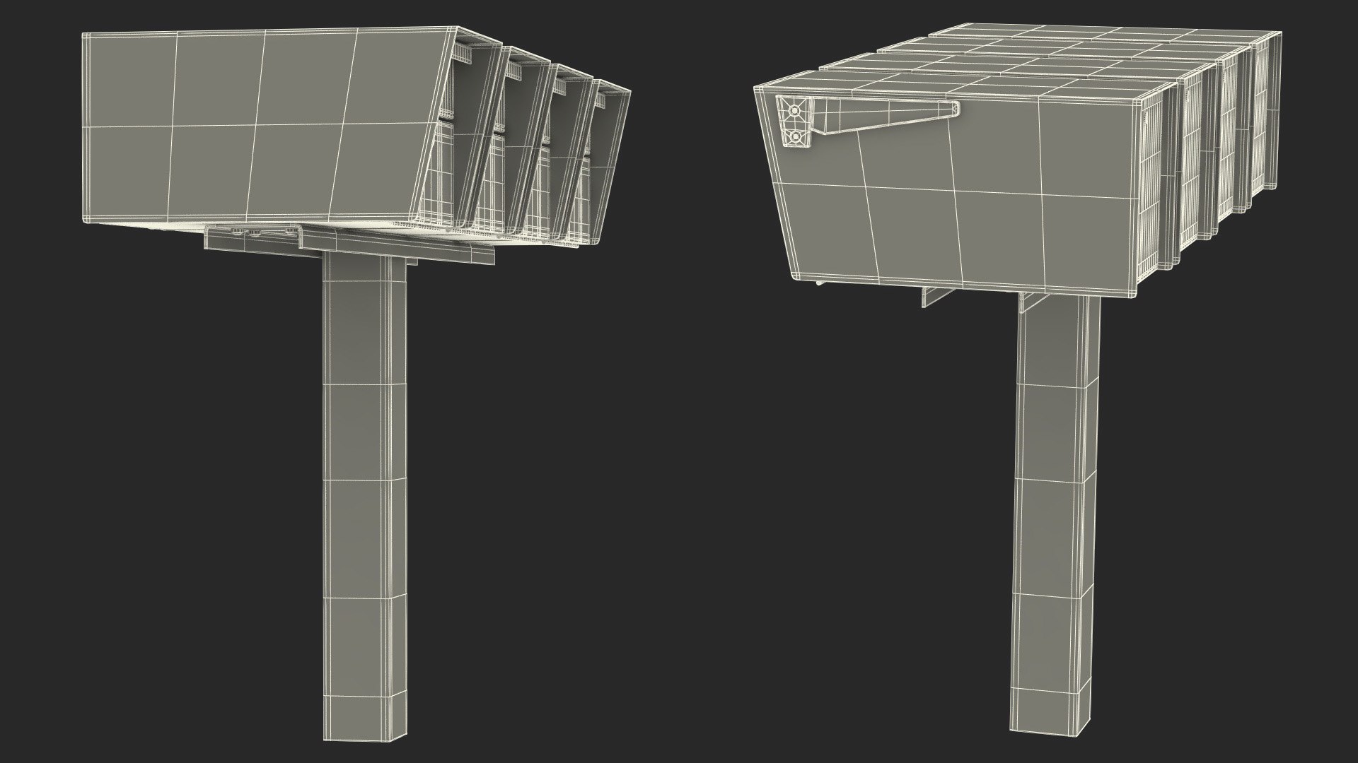 3D Four Doors Mailbox Cluster - TurboSquid 2015865