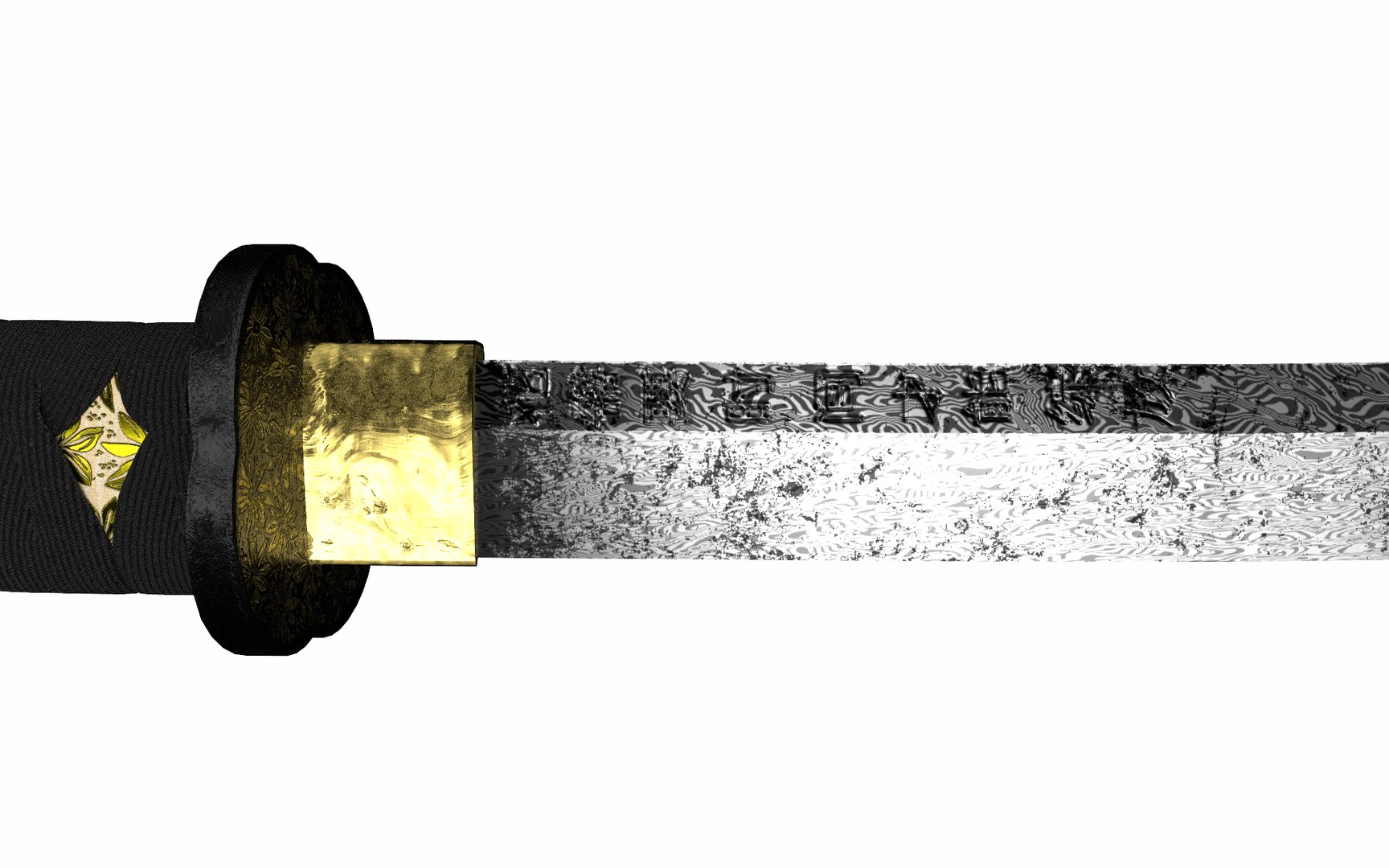 Damascus Katana Model - TurboSquid 2183727