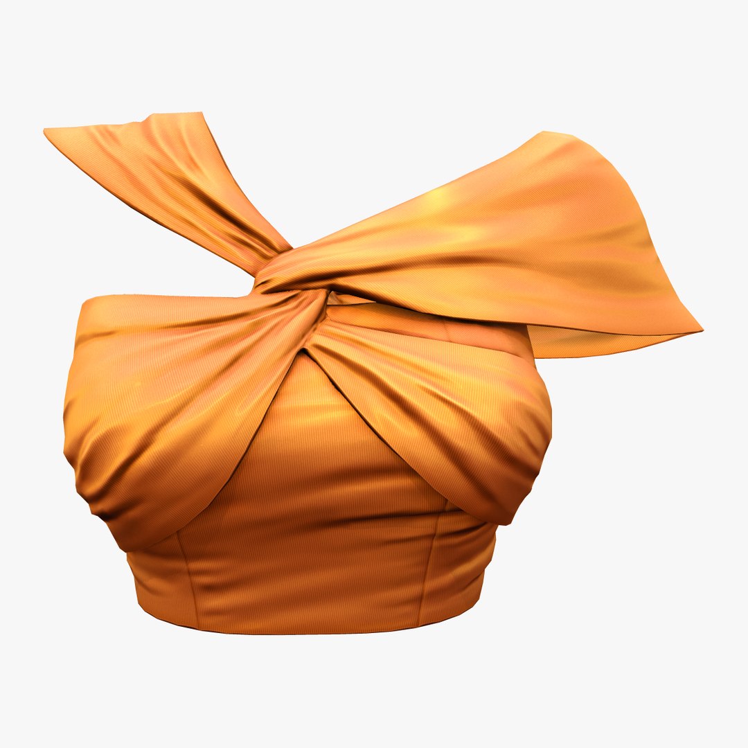 One Shoulder Wrap Interlaced Chest Crop Top 3D Model - TurboSquid 1962251