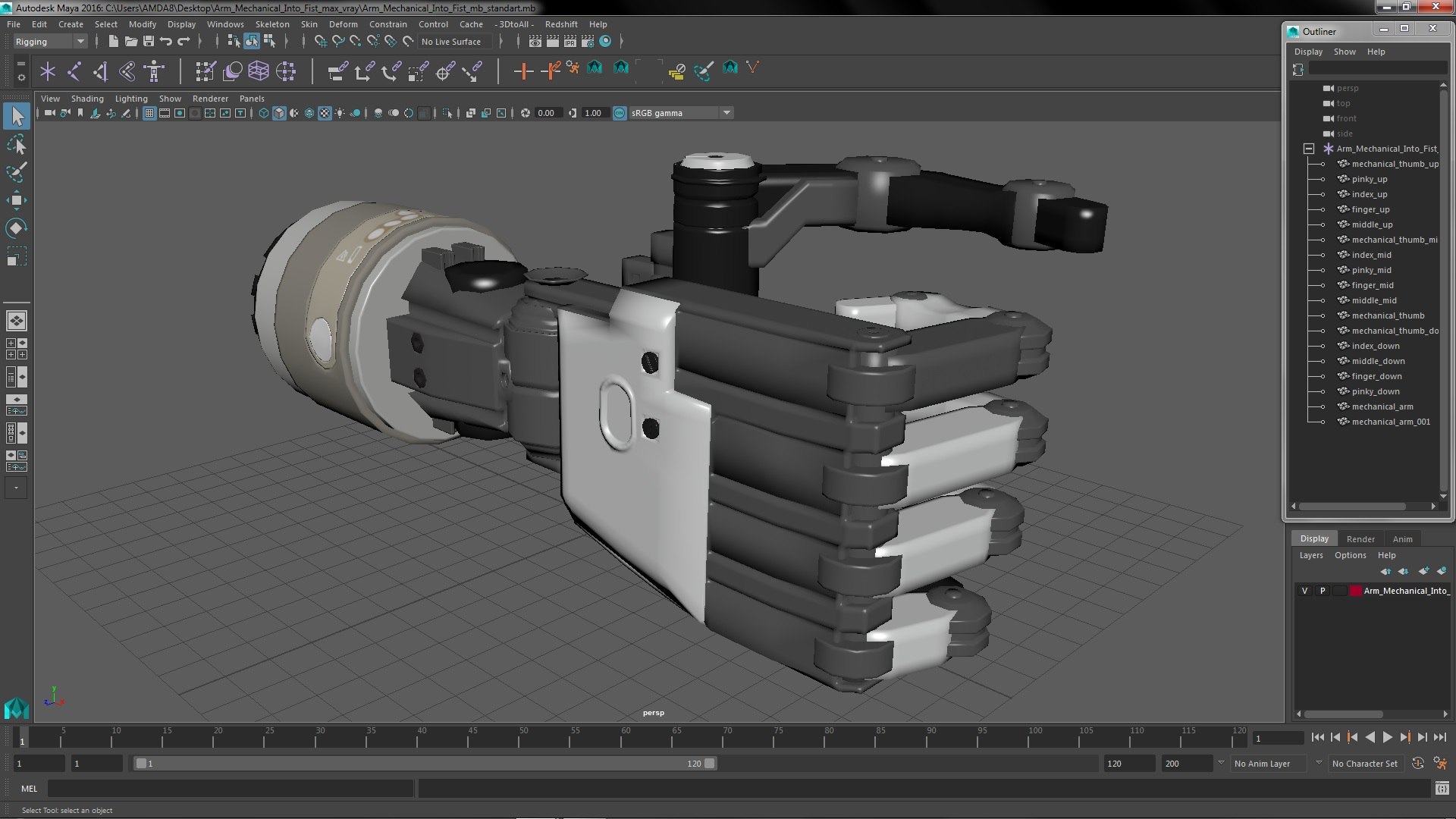 3D Arm Mechanical Into Fist model - TurboSquid 2113793
