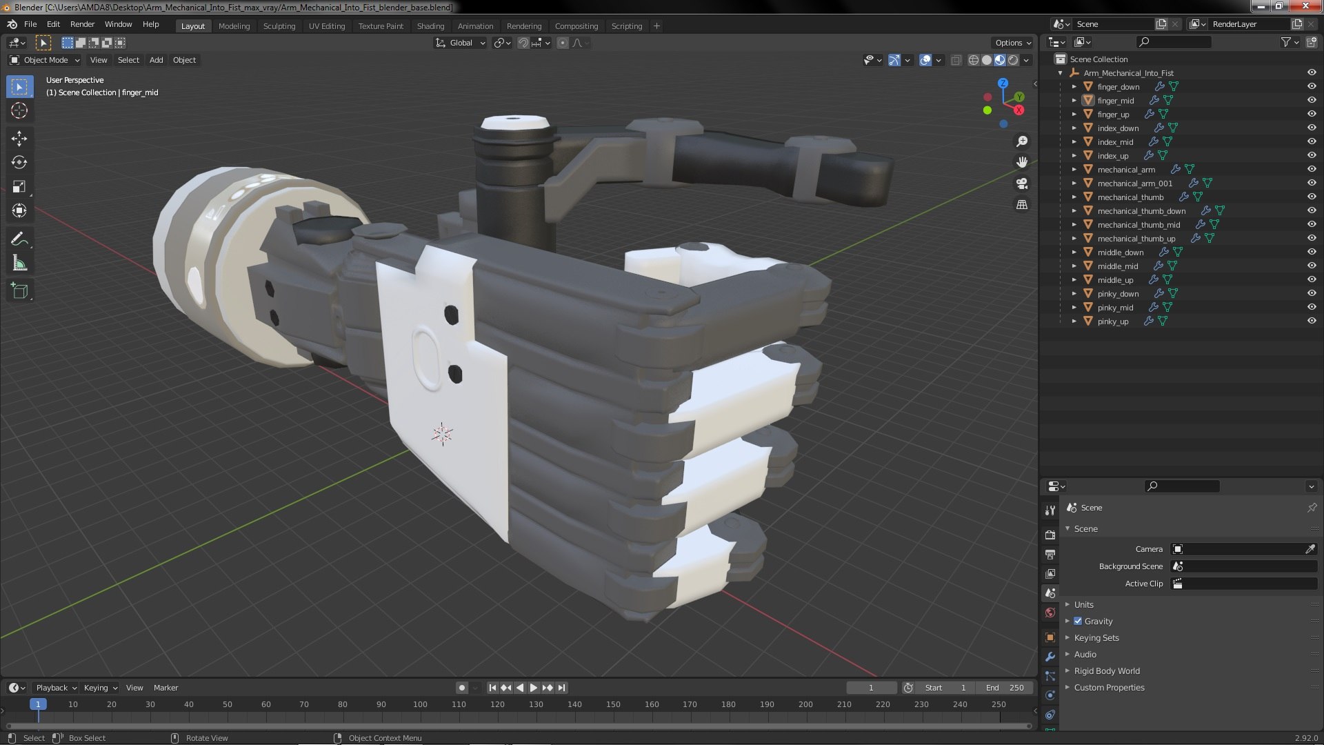 3D Arm Mechanical Into Fist model - TurboSquid 2113793