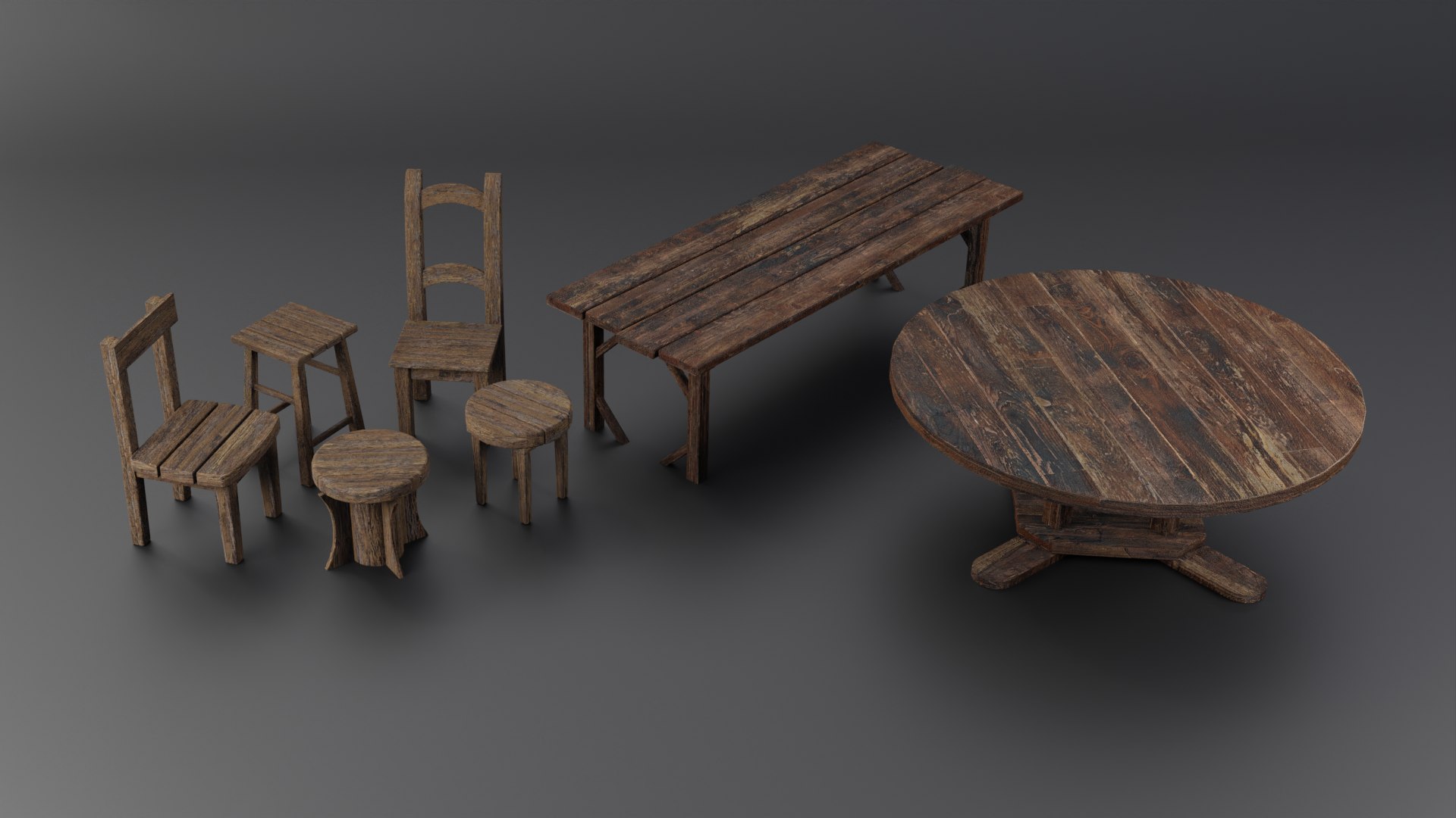 Medieval Tables And Chairs 3D Model - TurboSquid 2091553