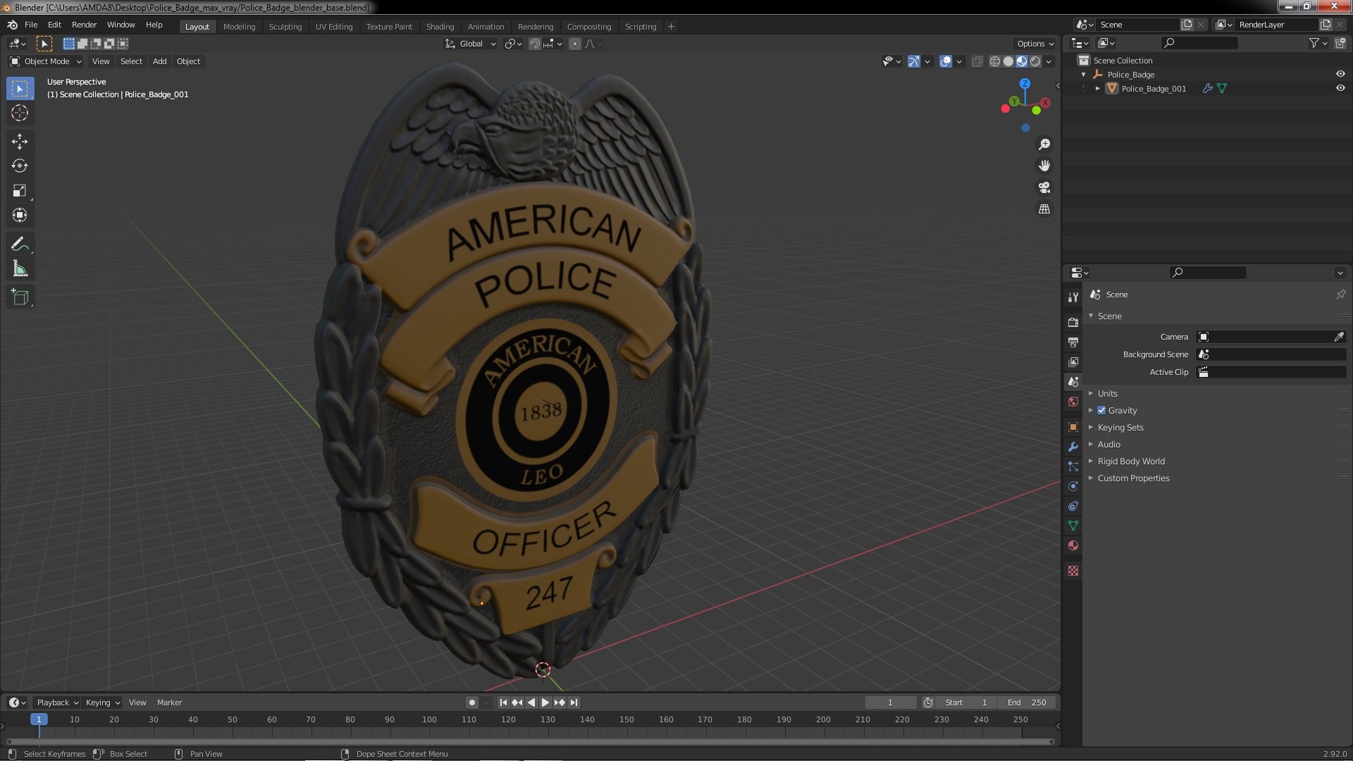 3D Police Badge model - TurboSquid 2161304
