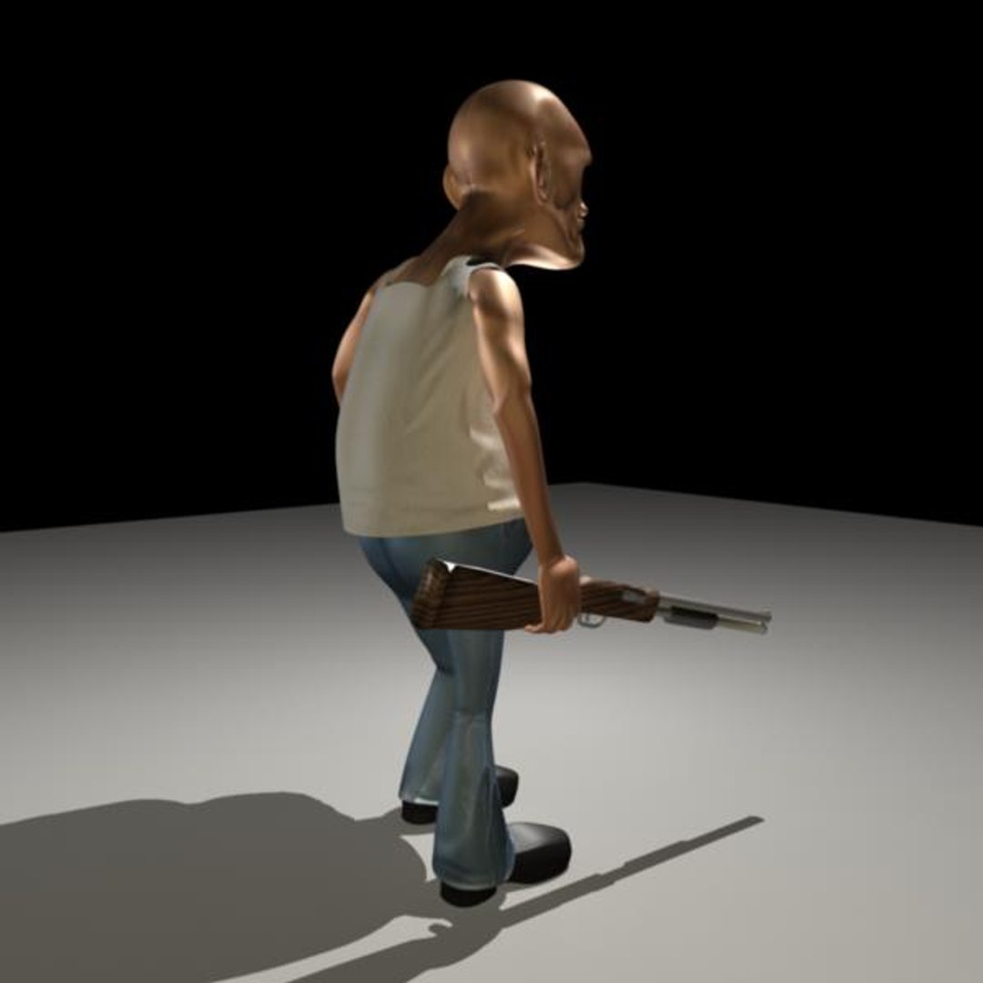 3d old hunter rigged human model
