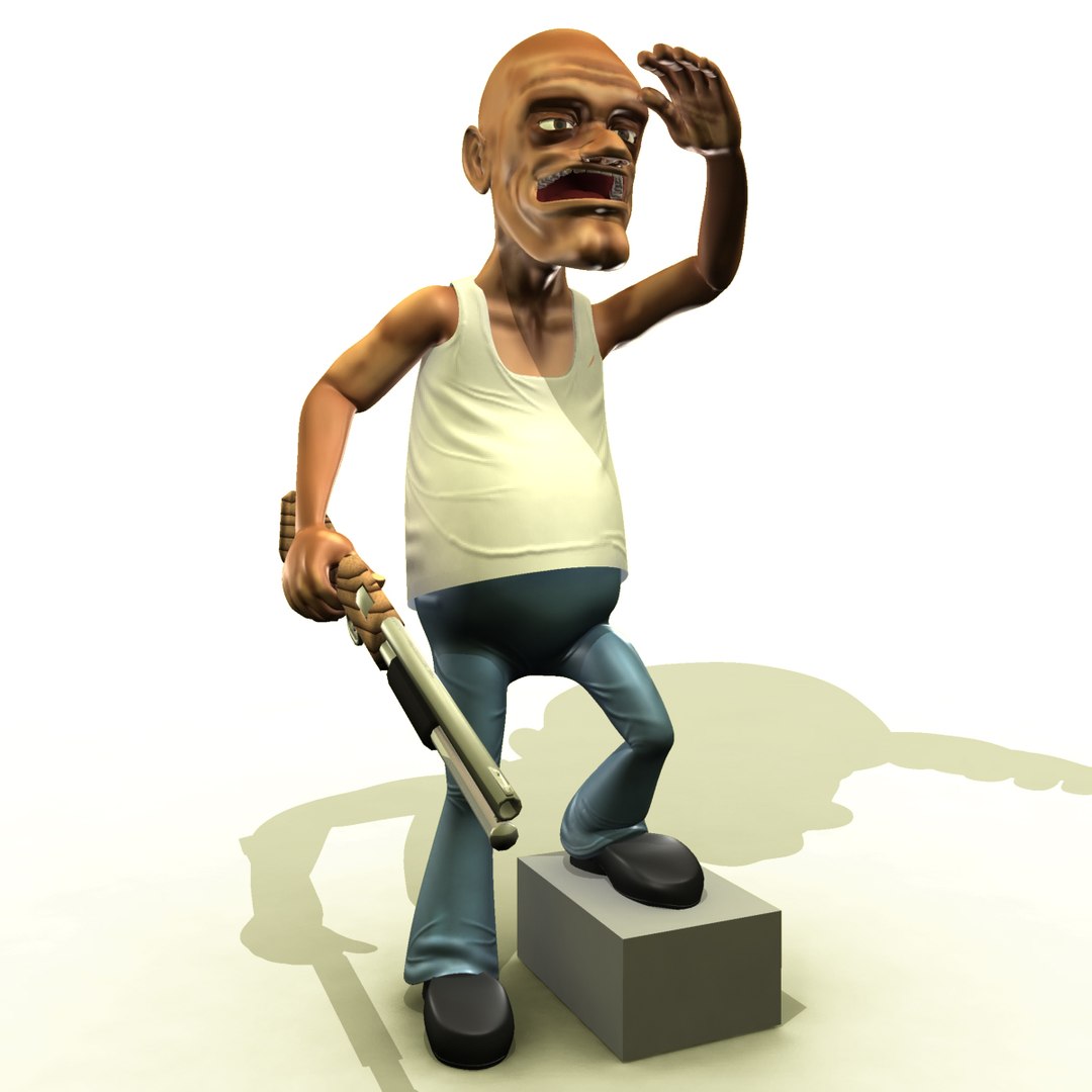 3d old hunter rigged human model