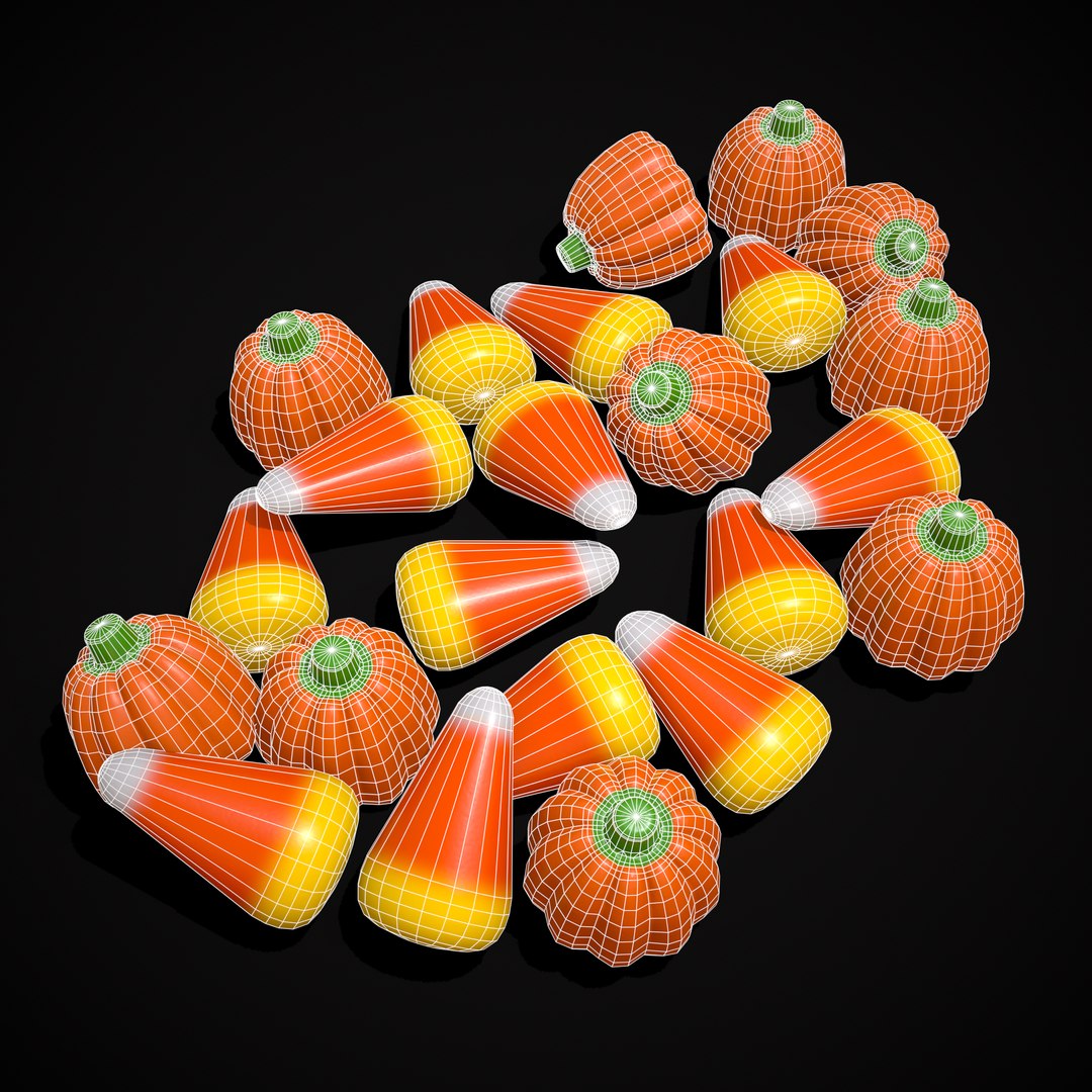 3D Halloween Candy Corn and Pumpkins - TurboSquid 2118588