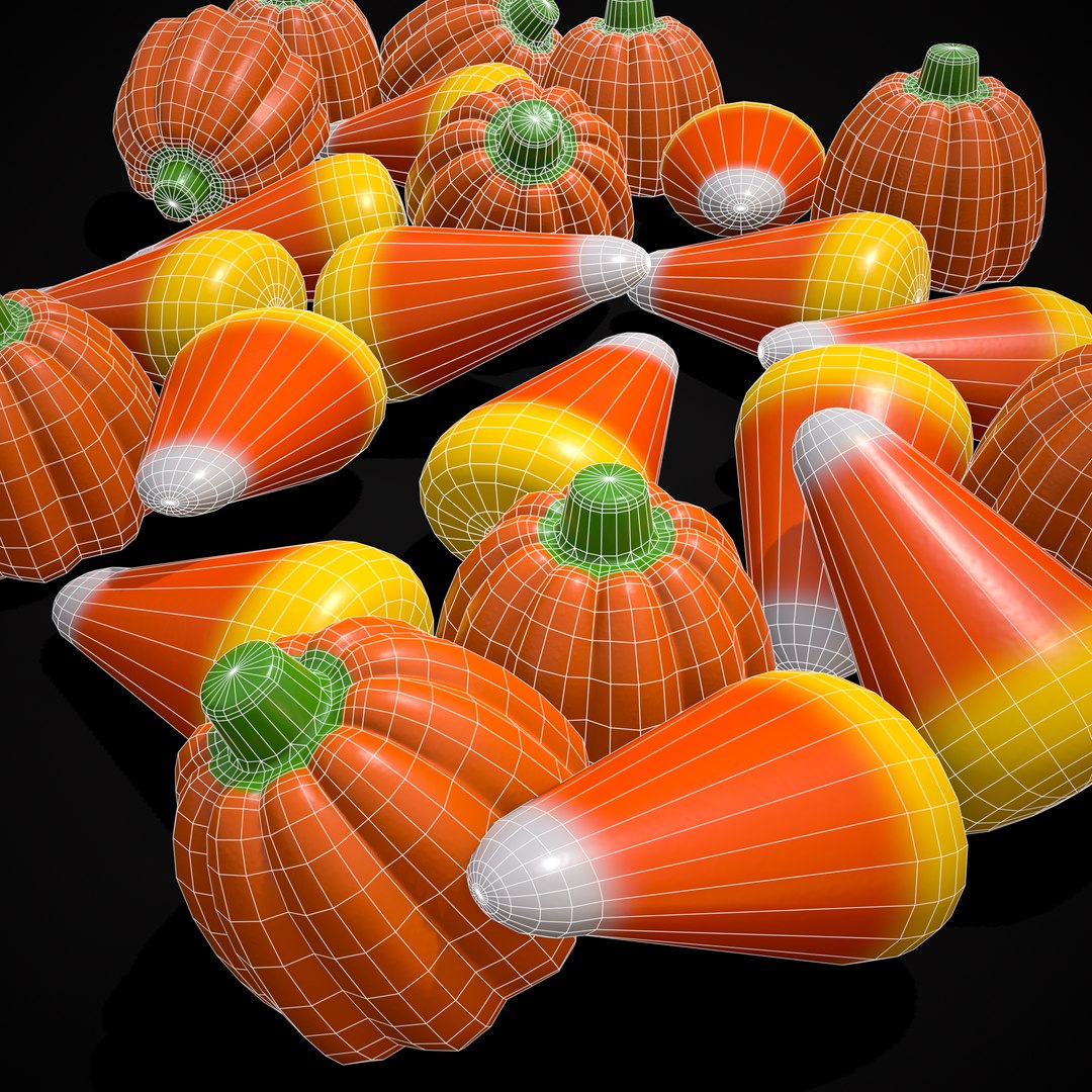 3D Halloween Candy Corn and Pumpkins - TurboSquid 2118588