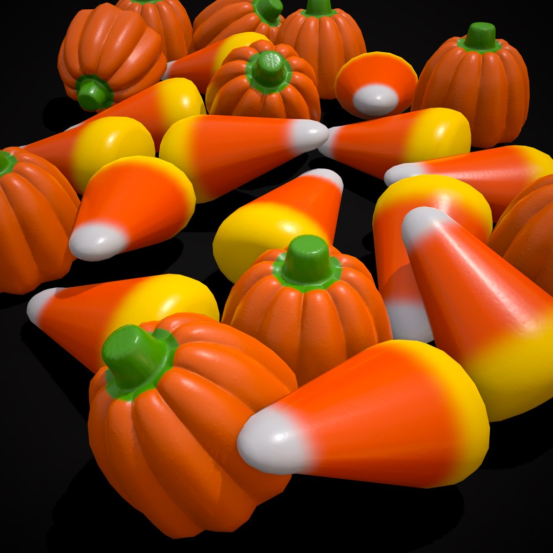 3D Halloween Candy Corn And Pumpkins - TurboSquid 2118588