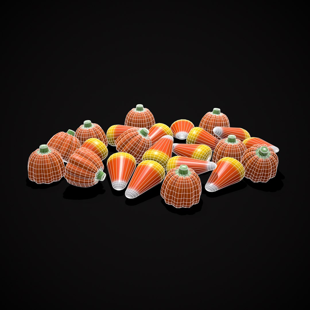 3D Halloween Candy Corn and Pumpkins - TurboSquid 2118588