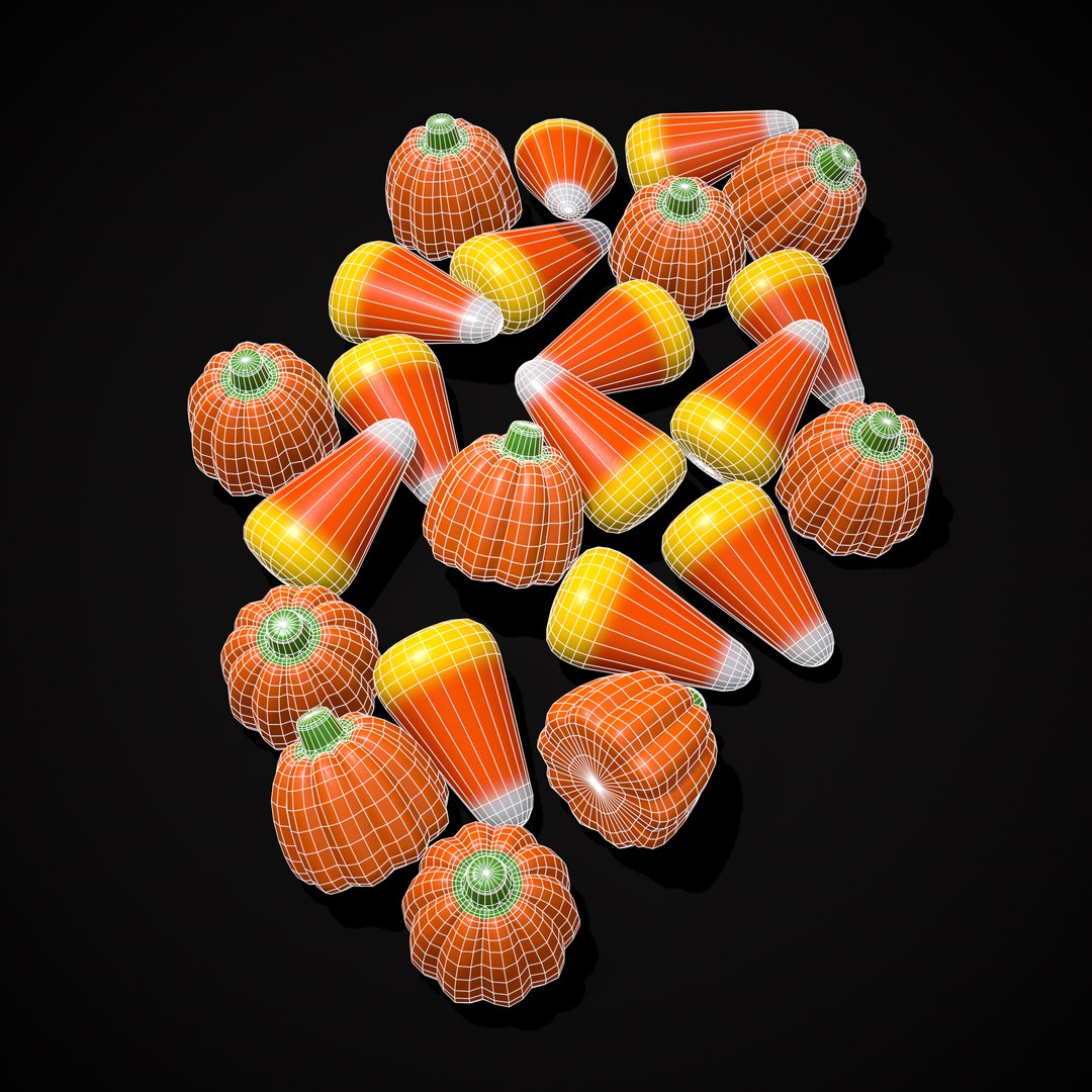 3D Halloween Candy Corn and Pumpkins - TurboSquid 2118588