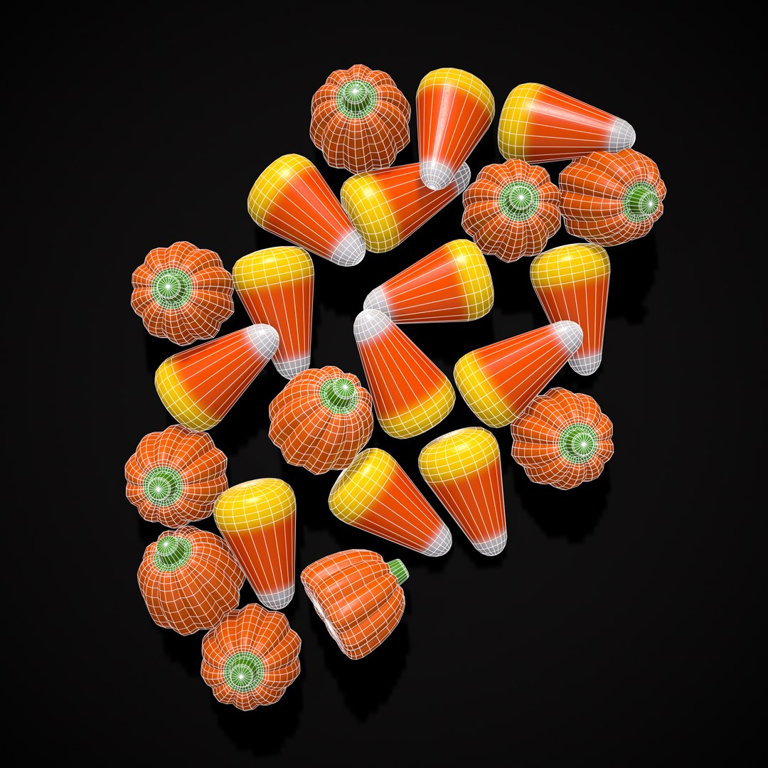 3D Halloween Candy Corn and Pumpkins - TurboSquid 2118588