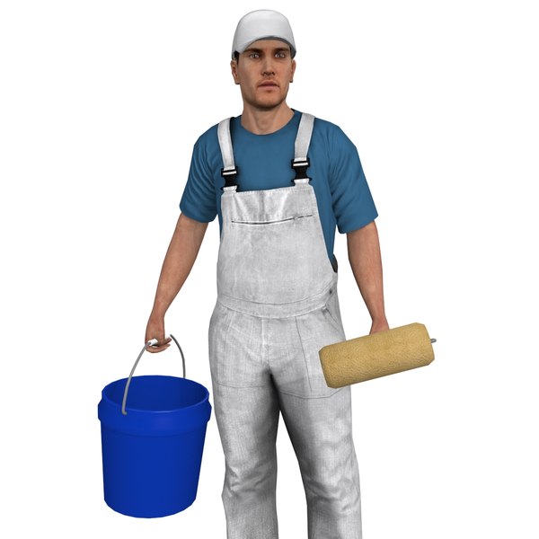 3d pack rigged paint worker model