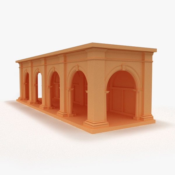 3D Building Front - 4 Arch sections 008 - TurboSquid 2029831
