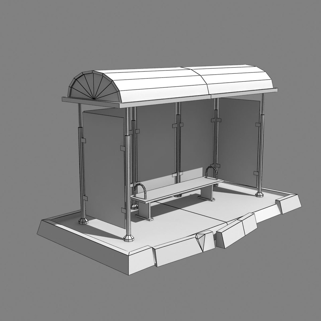 3d Model Set Bus Stops