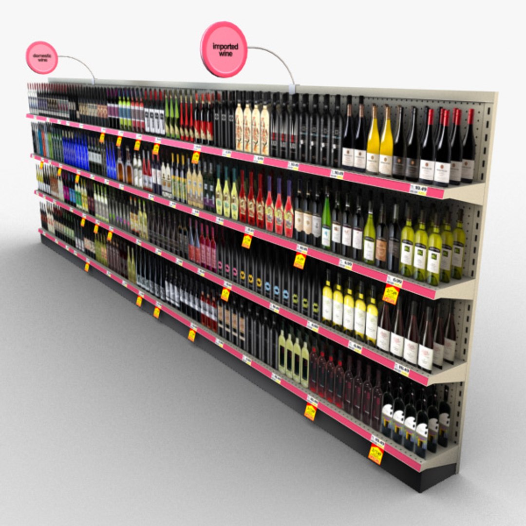 retail store shelves - 3d model