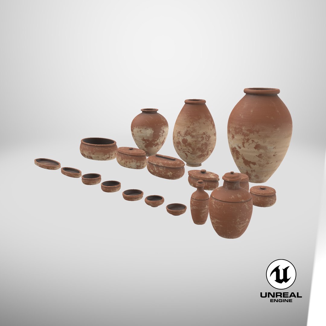 3D Clay Pottery Old - Clay Pot Bundle Model - TurboSquid 1972940