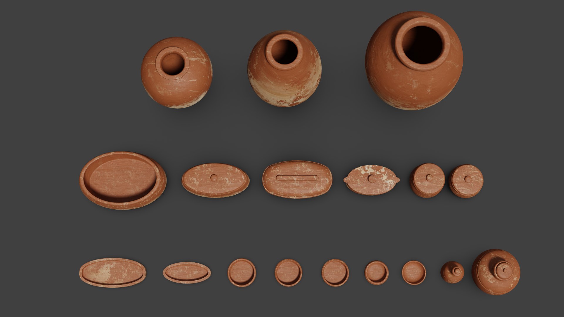 3D Clay Pottery Old - Clay Pot Bundle Model - TurboSquid 1972940