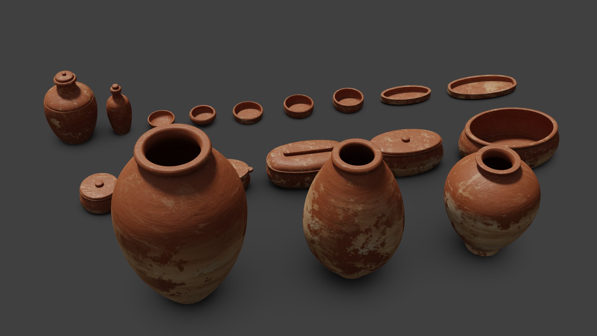 3D Clay Pottery Old - Clay Pot Bundle Model - TurboSquid 1972940
