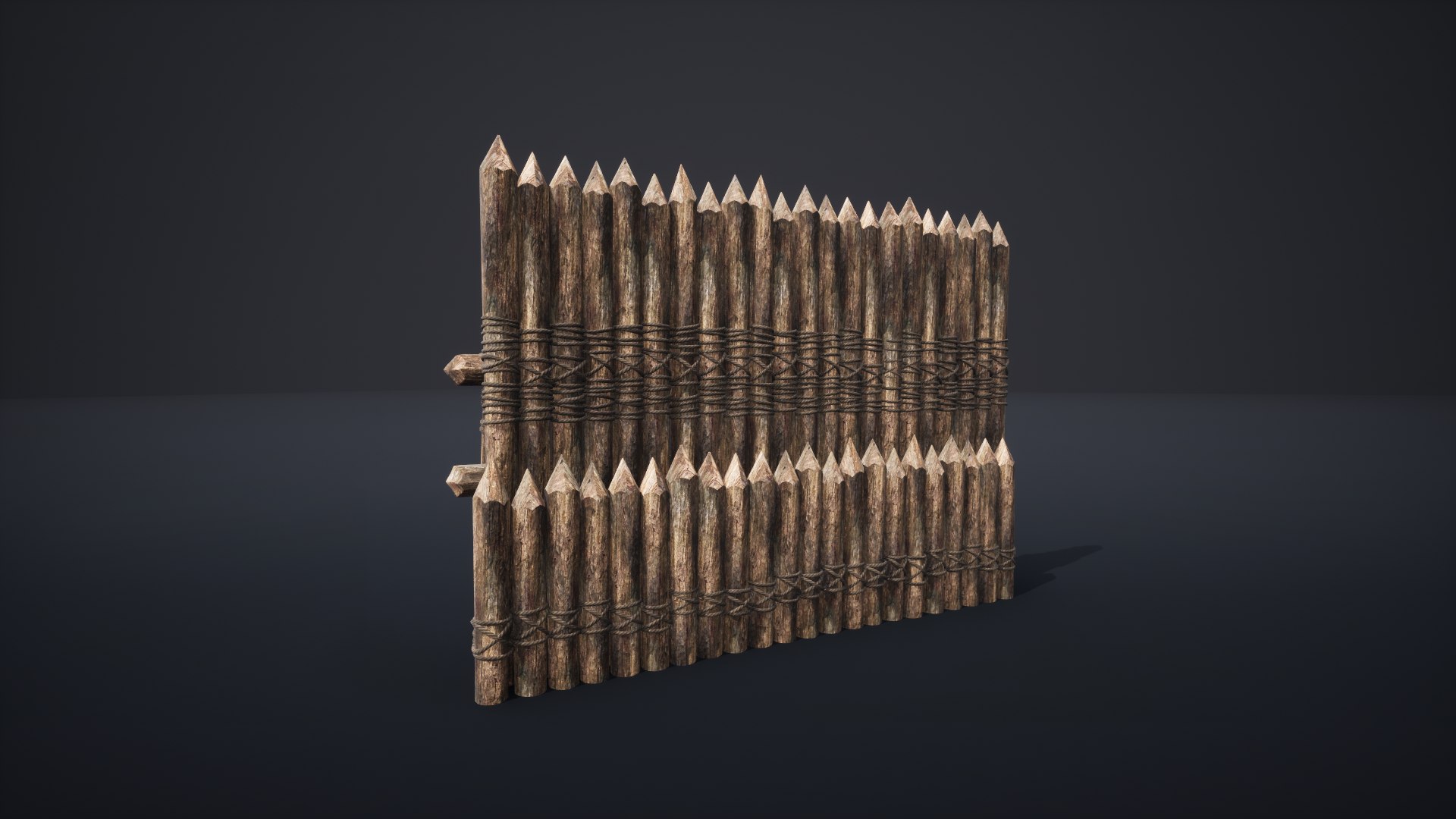 3D PALISADE BARRIER BARRICADE WALL DAM WOODEN MEDIEVAL FORT VILLAGE ...