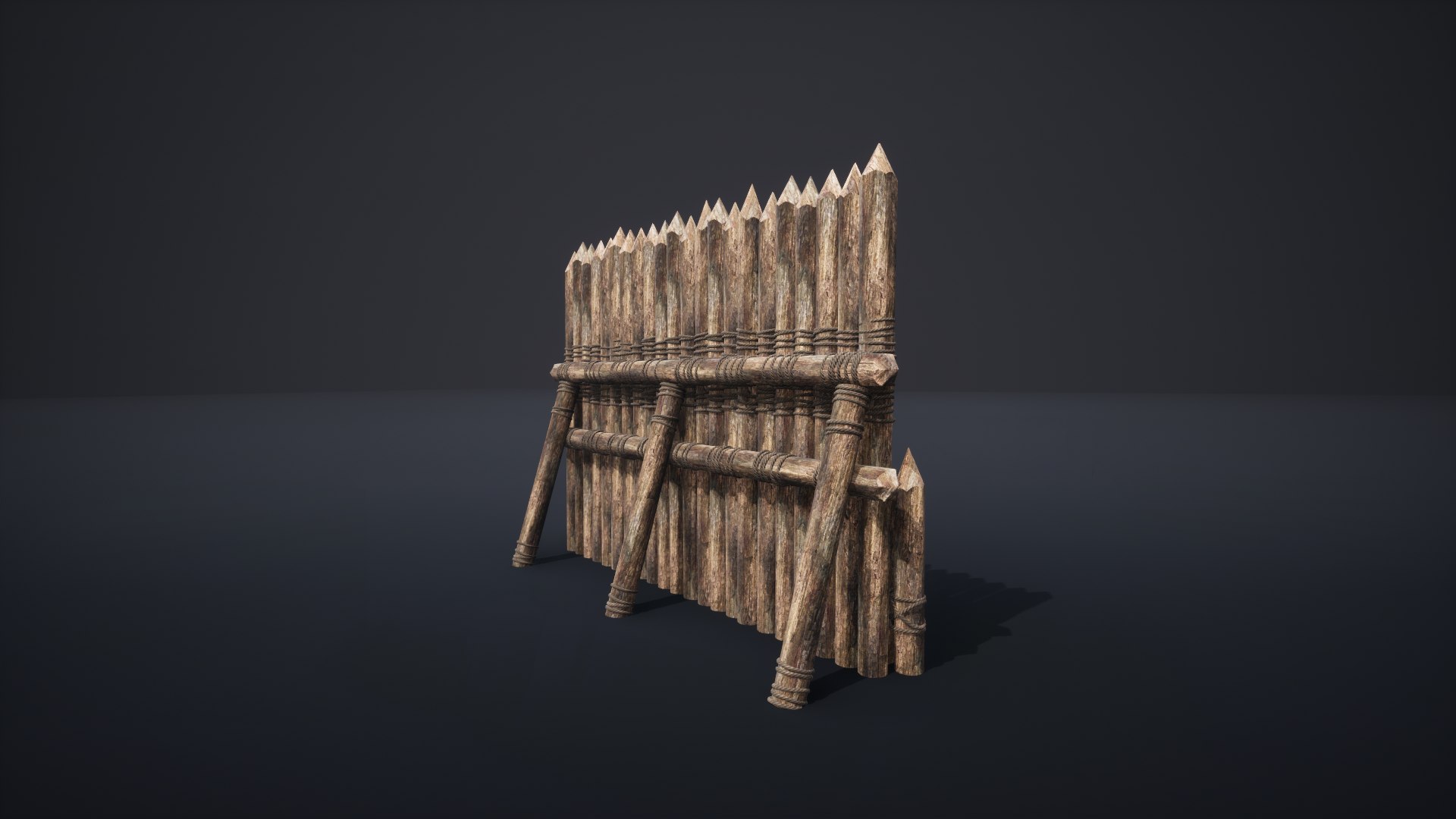 3D PALISADE BARRIER BARRICADE WALL DAM WOODEN MEDIEVAL FORT VILLAGE ...