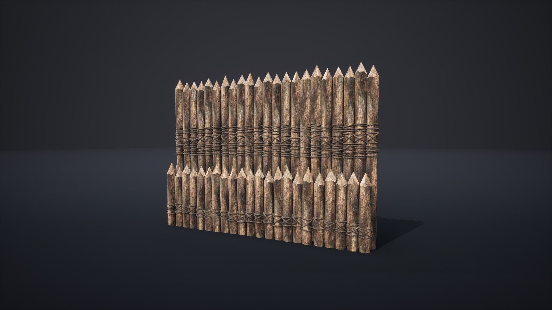 3D PALISADE BARRIER BARRICADE WALL DAM WOODEN MEDIEVAL FORT VILLAGE ...
